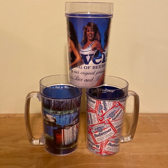 Dining | Vintage 9s Budweiser Plastic Mugs Lot Of Three 24oz Surfer ...